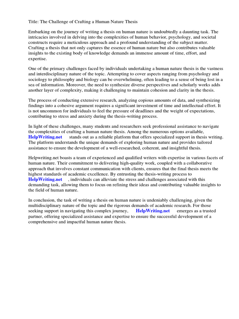 Human Nature Thesis | PDF