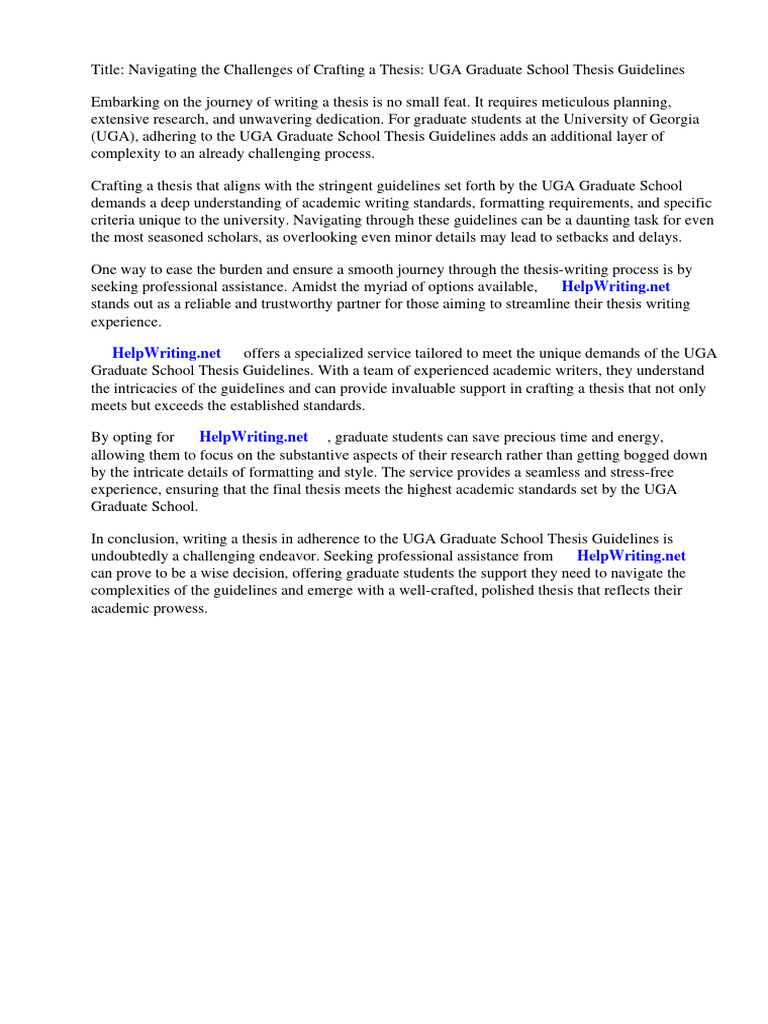 Uga Graduate School Thesis Guidelines | PDF | Thesis | Myocardial ... Uga Graduate School Thesis Guidelines | PDF | Thesis | Myocardial ...