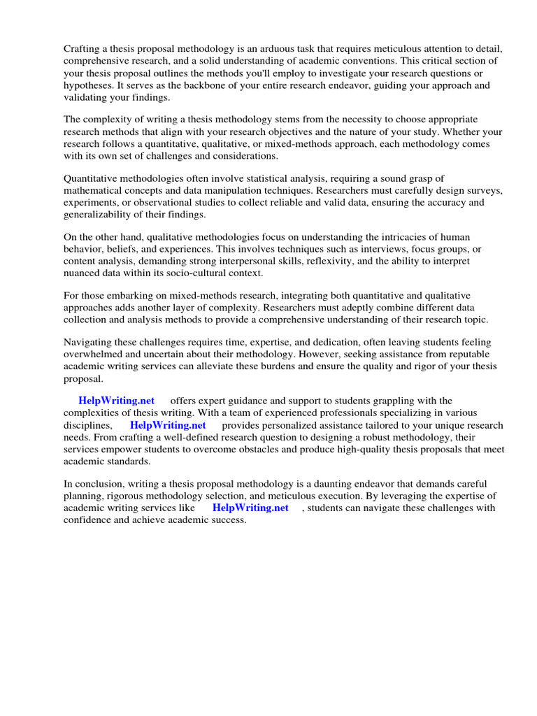 How To Write A Thesis Proposal Methodology | PDF