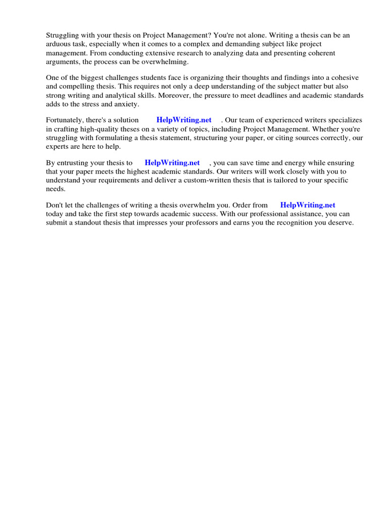 Thesis Title For Project Management | PDF