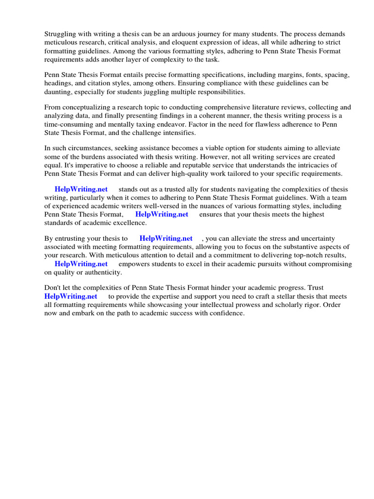 Penn State Thesis Format | PDF | Thesis | Science