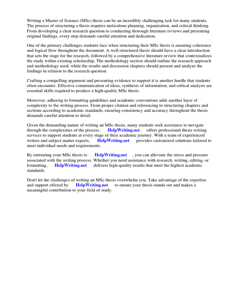 How To Structure A MSC Thesis | PDF | Thesis