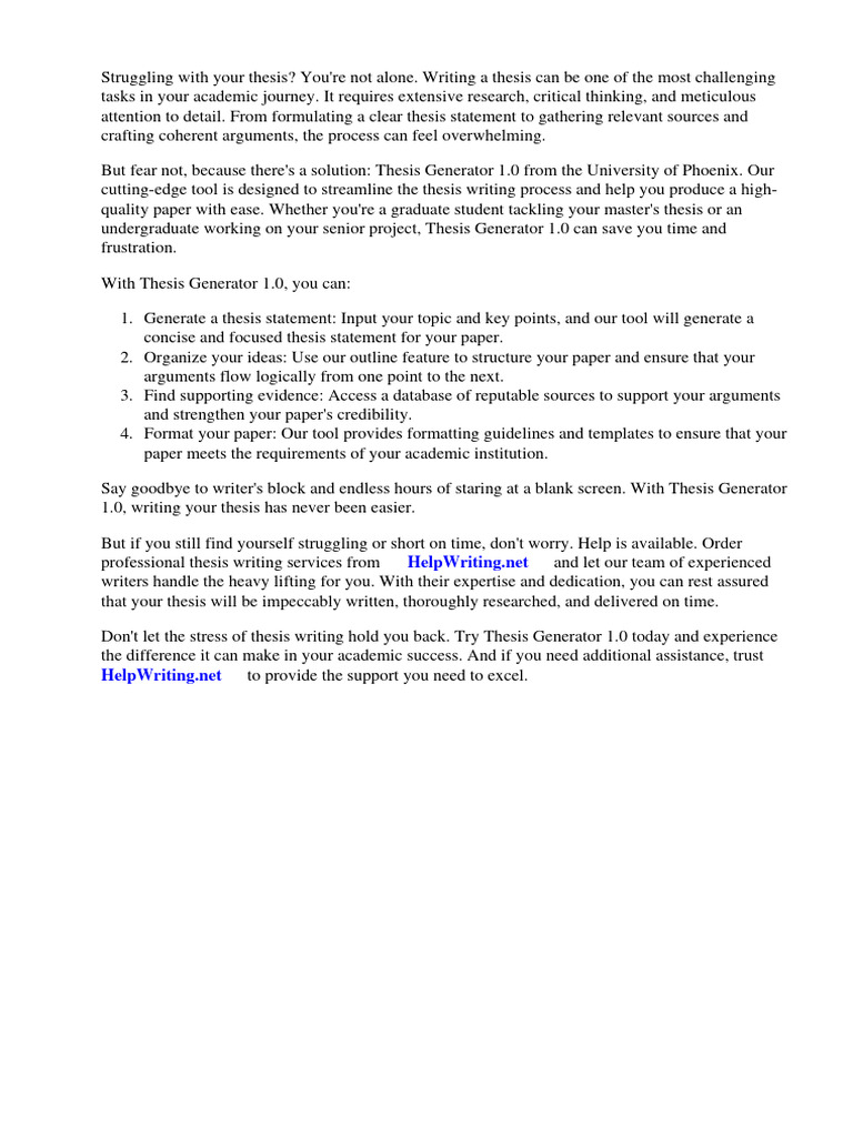 Thesis Generator Tool for Students | PDF | Essays | Thesis