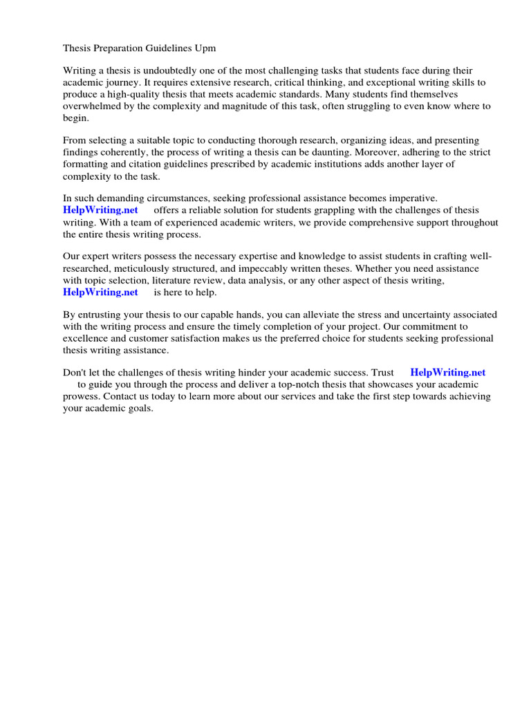 Thesis Preparation Guidelines Upm Pdf Thesis Human Communication