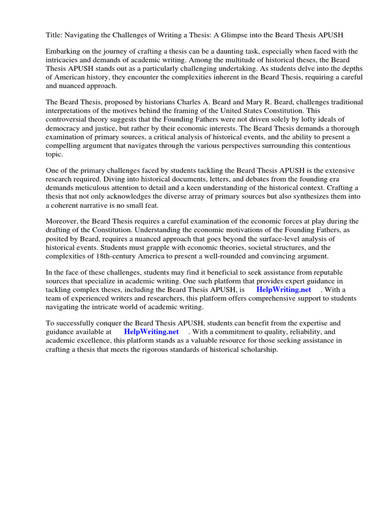 Beard Thesis Apush | PDF | Essays | Thomas Jefferson