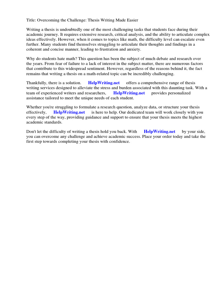 Math Thesis Writing Aid for Students | PDF | Teaching Mathematics | Teachers