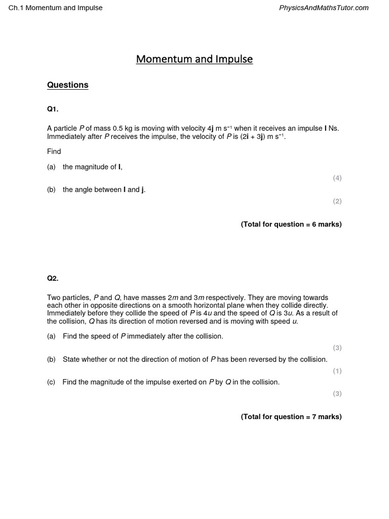 Ch.1 Momentum and Impulse | PDF | Momentum | Collision