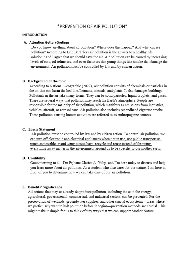 PREVENTION-OF-AIR-POLLUTION | PDF | Air Pollution | Particulates