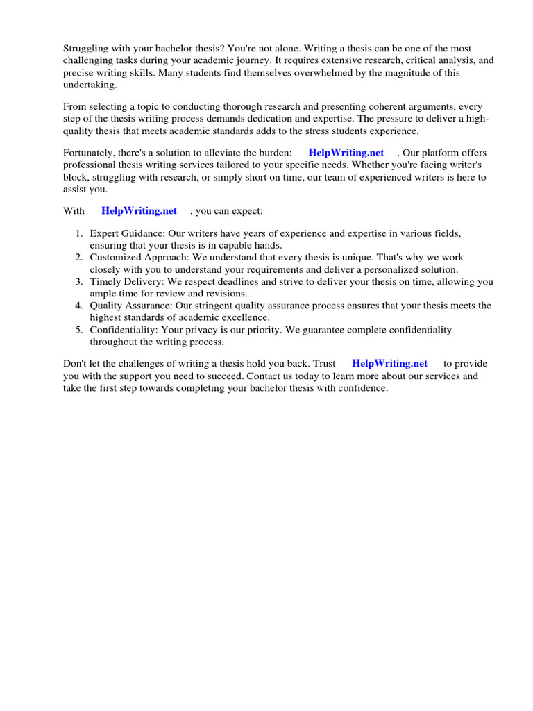 Bachelor Thesis Example | PDF