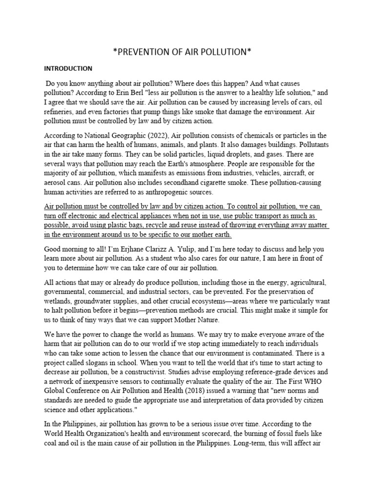 Prevention of Air Pollution | PDF | Air Pollution | Particulates