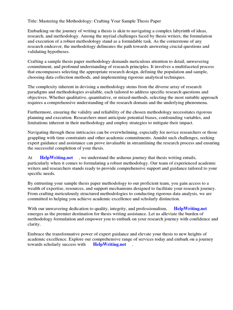 Sample Thesis Paper Methodology | PDF | Methodology | Statistics