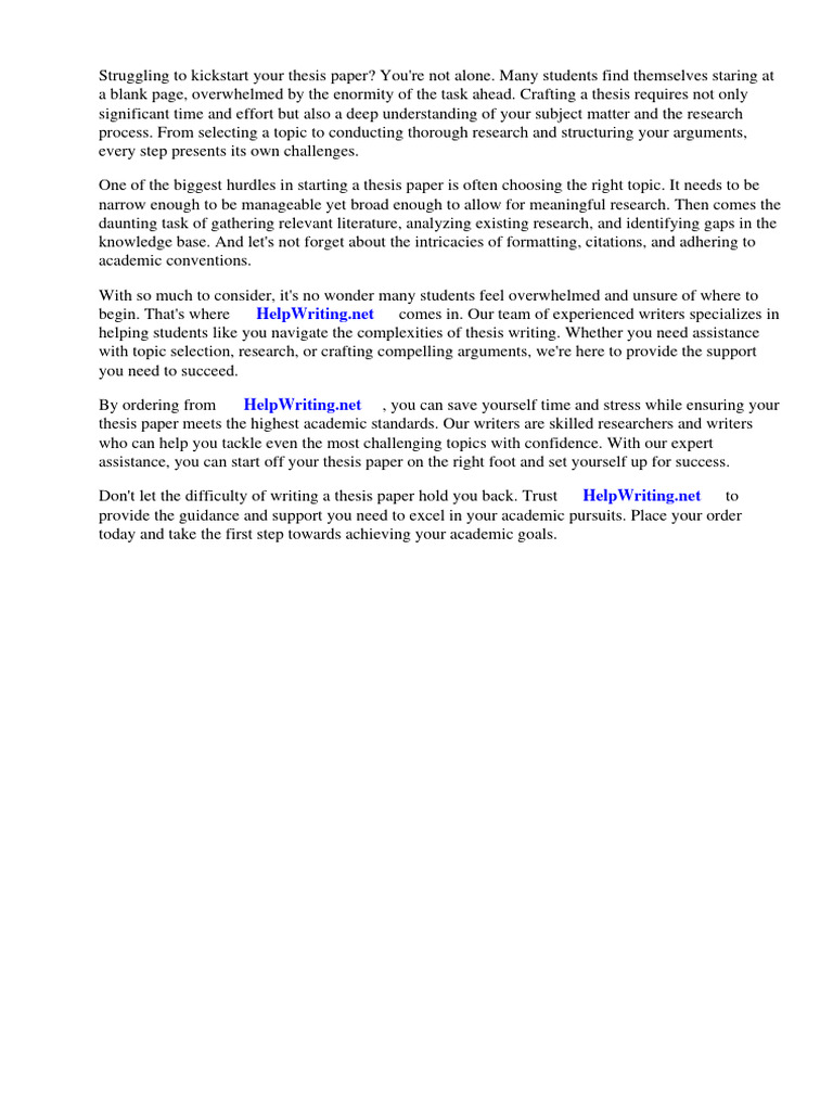 How To Start Off A Thesis Paper | PDF | Thesis | Essays
