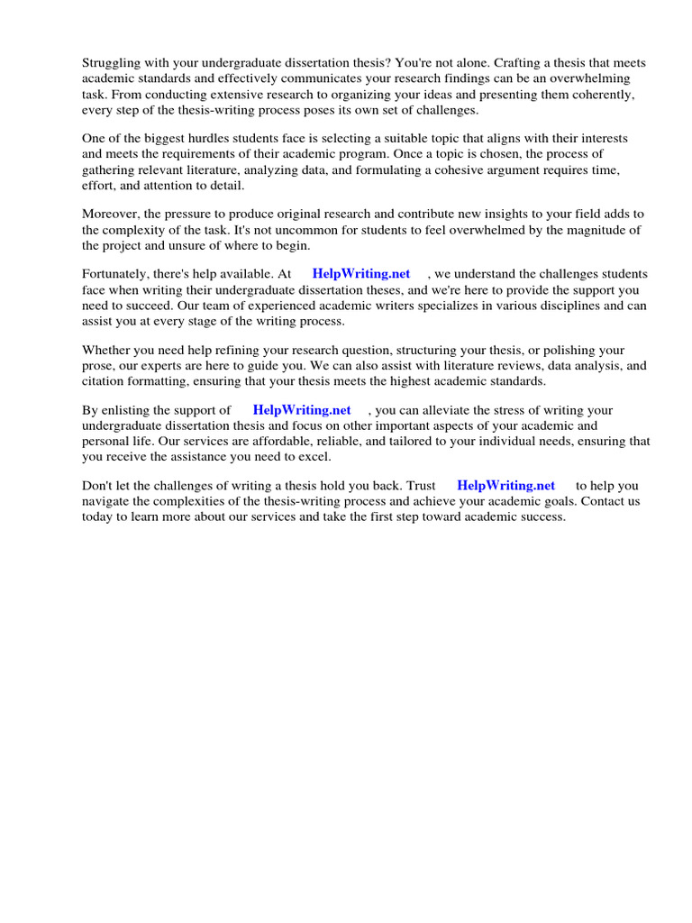 Undergraduate Dissertation Thesis Pdf