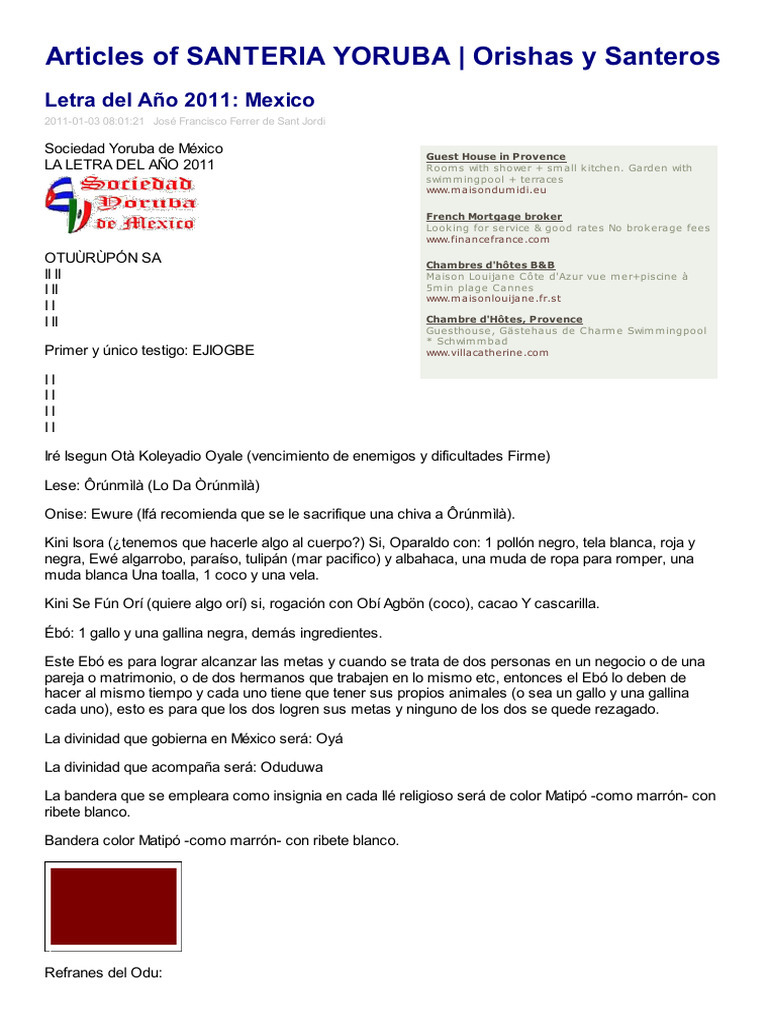 Santeria Yoruba Orishas Y Santero1s Pdf Dios Santeria