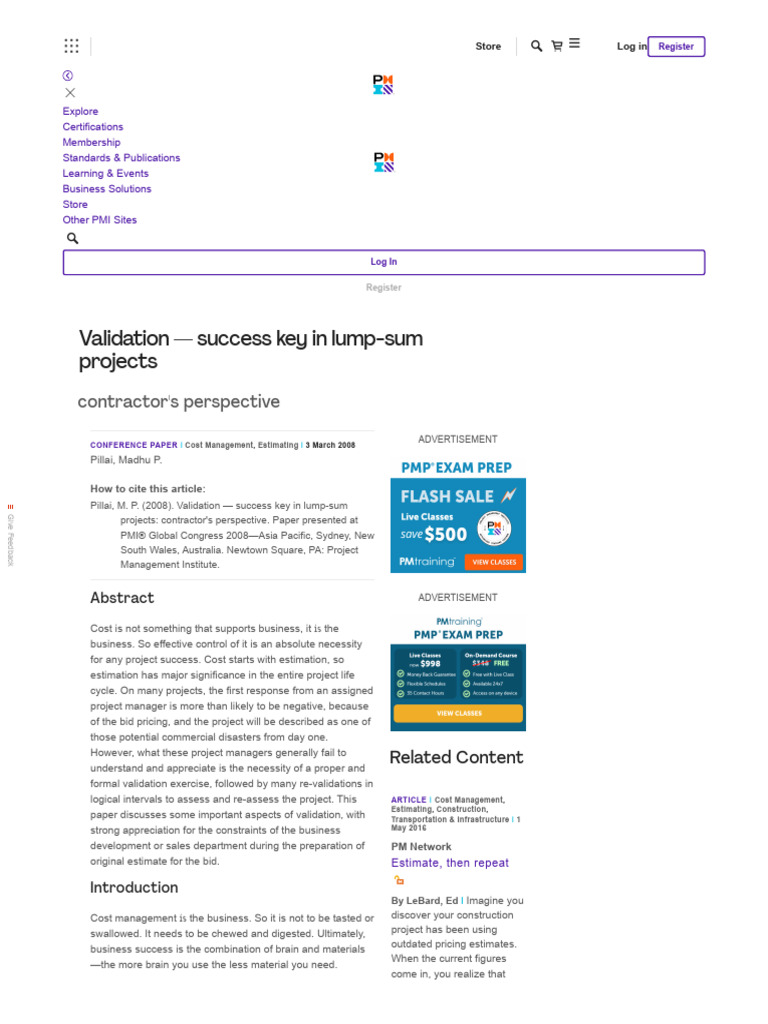 Cost Estimates Validation - Success Key in Lump-Sum Projects | PDF ...