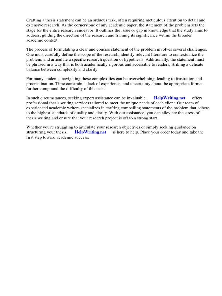 Statement Of The Problem In Thesis Format Pdf 5972