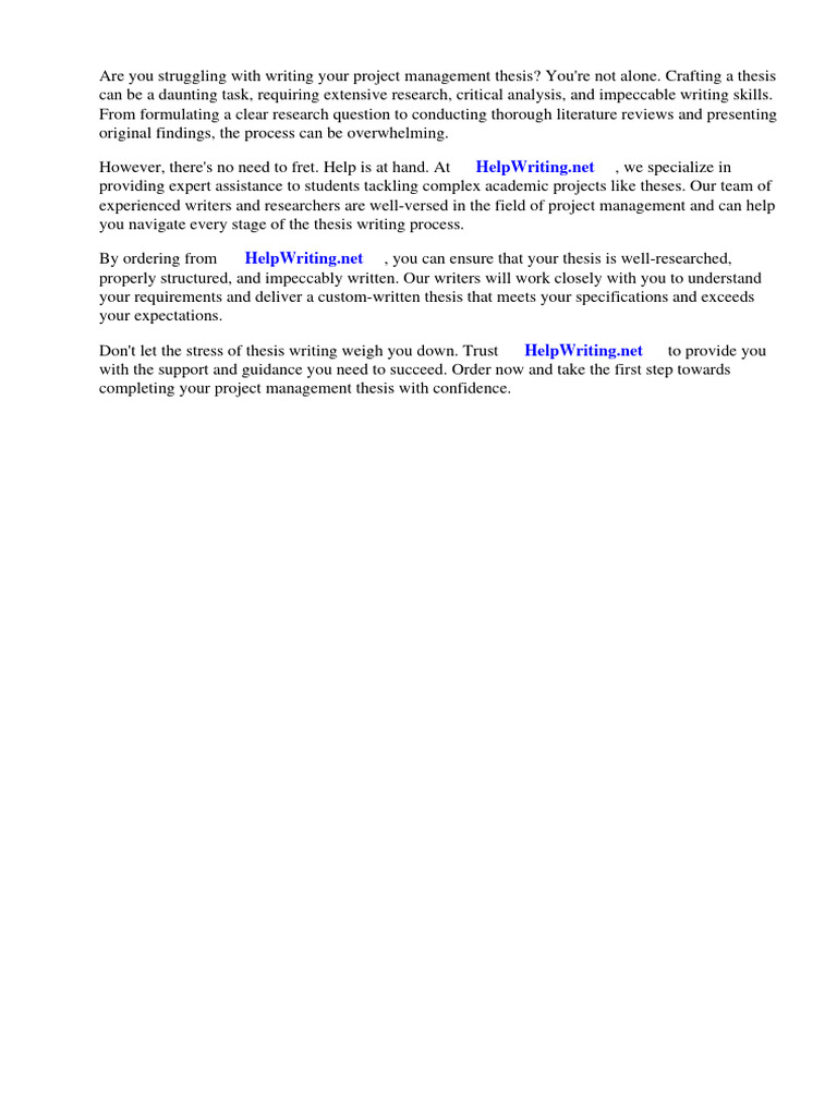 Project Management Thesis Sample | PDF | Thesis | Project Management