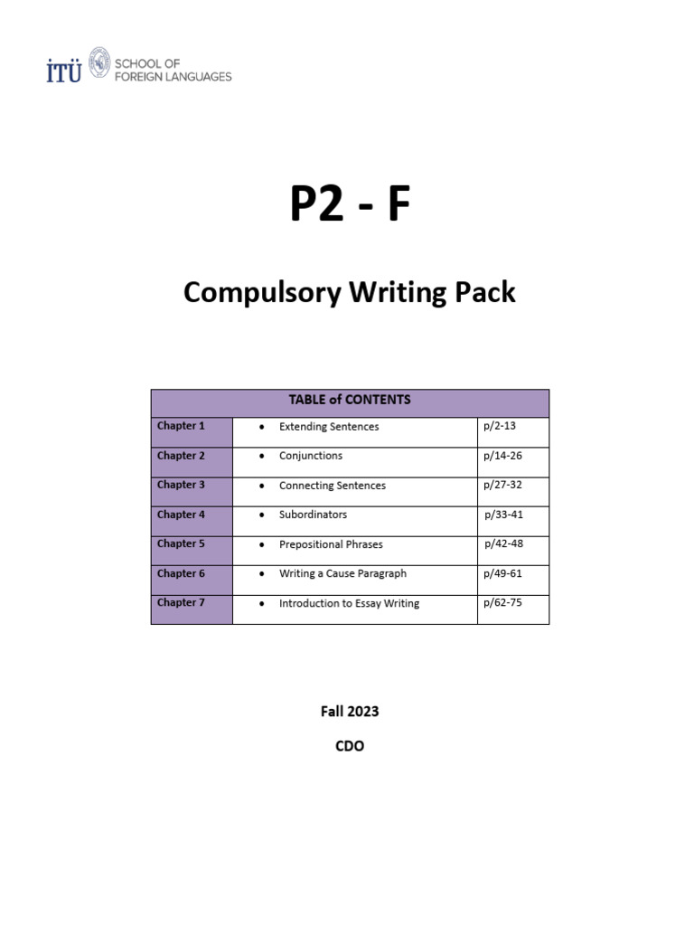 P2-F Compulsory Writing Pack | PDF | Subject (Grammar) | Adverb