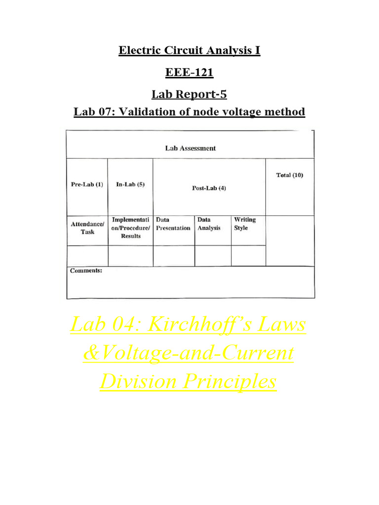 Lab 04 | PDF | Voltage | Electrical Network