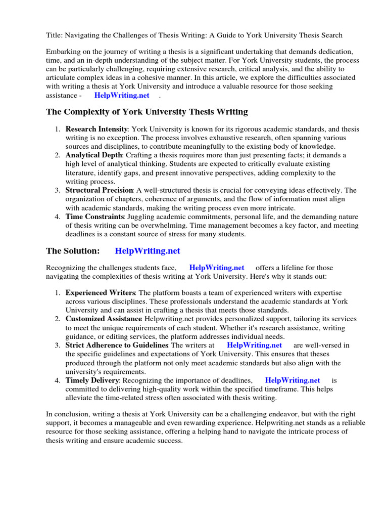 York University Thesis Search | PDF