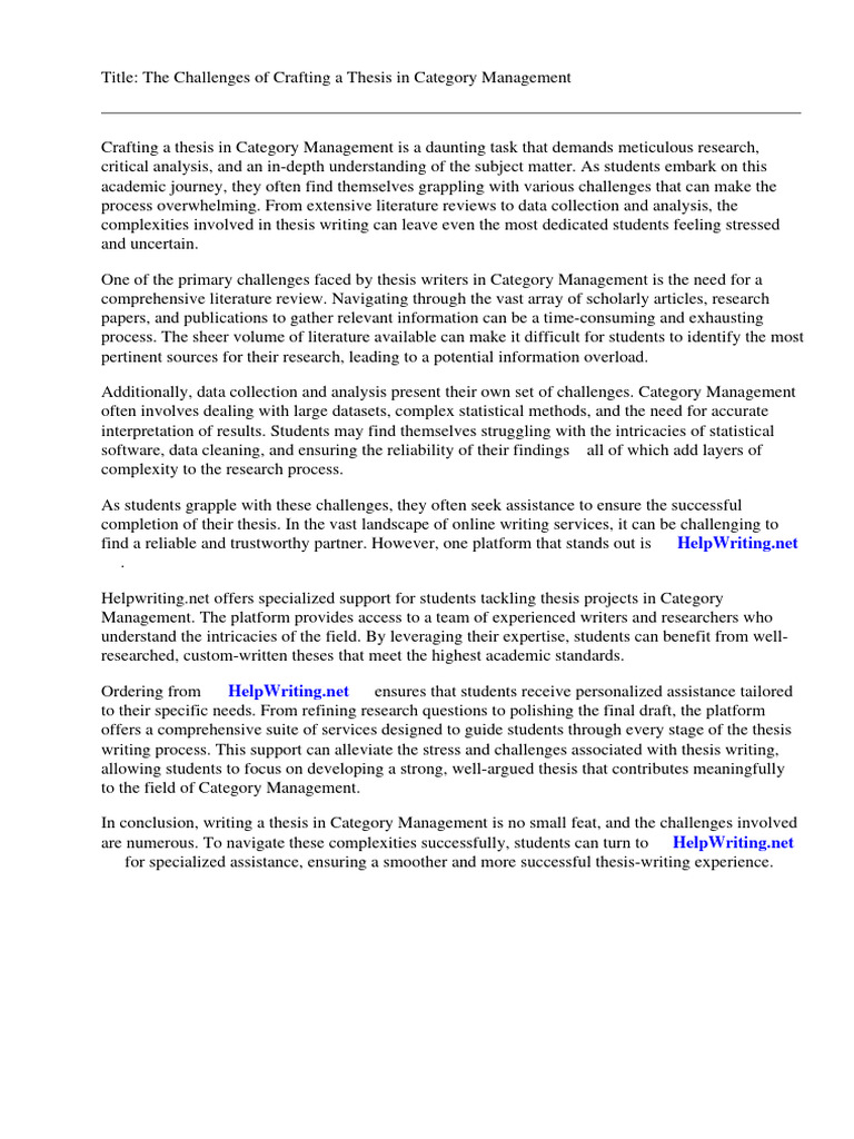 Thesis Category Management | PDF | Thesis | Methodology