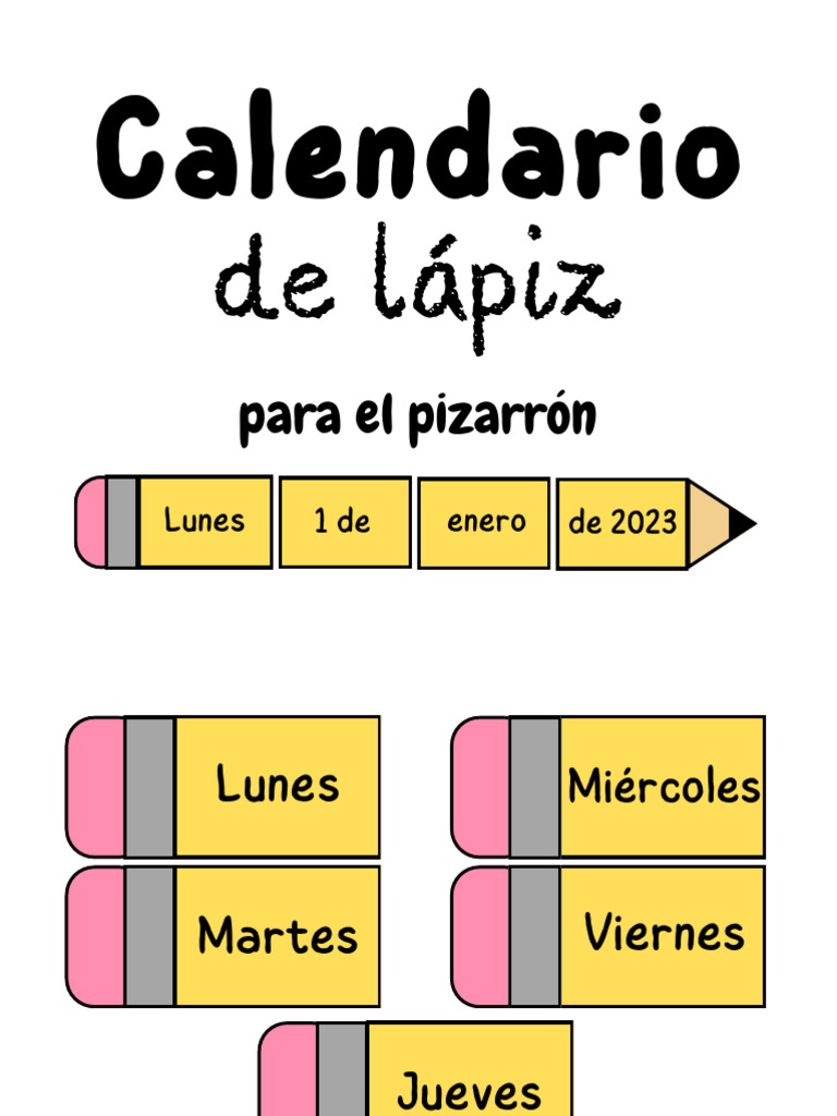 Calendario Lapiz para El Pizarron Jotzbt | PDF