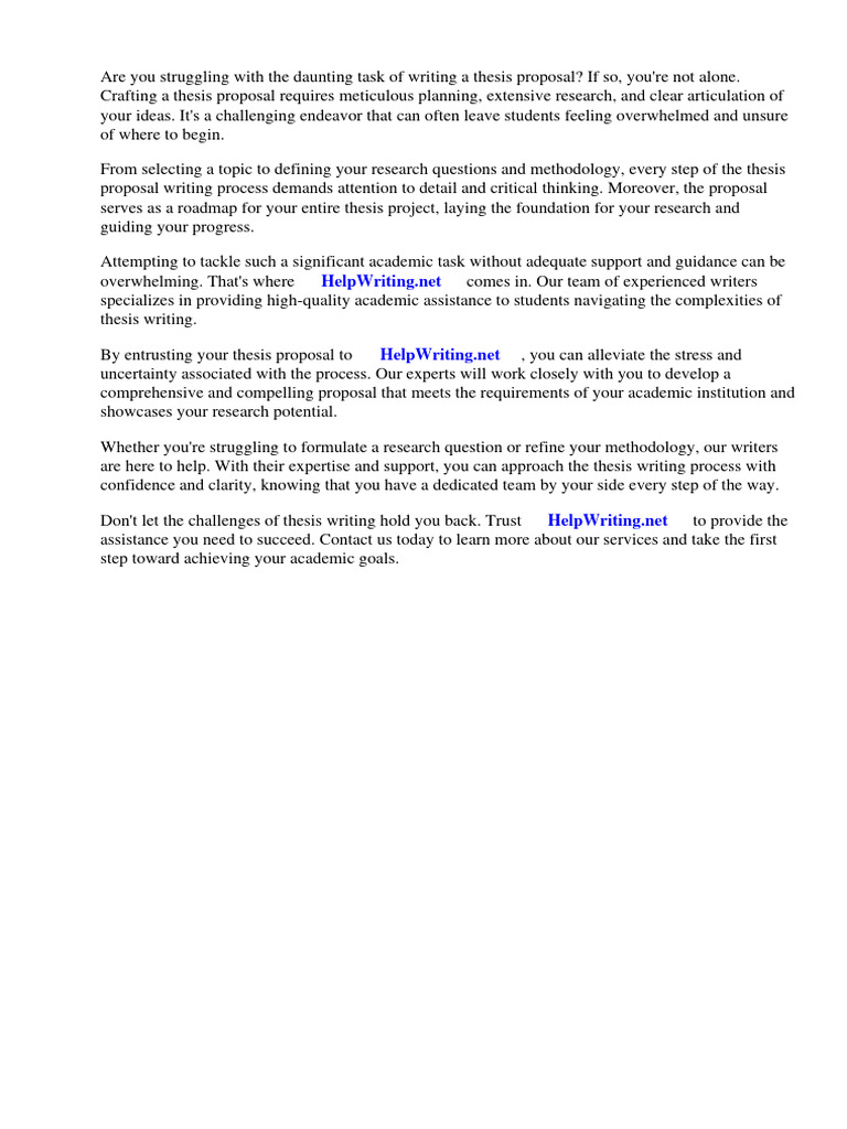 How To Write A Thesis Proposal Template | PDF | Thesis | Expert