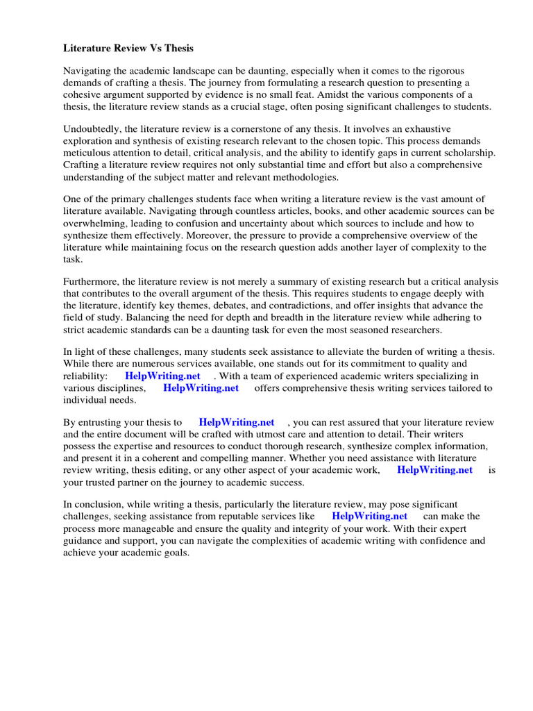 Literature Review Vs Thesis | PDF | Thesis | Citation