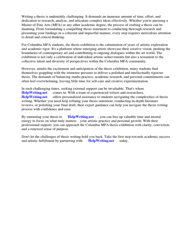 Columbia Mfa Thesis Exhibition | PDF