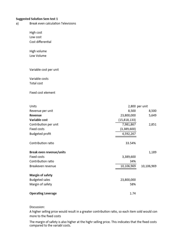 Standard Costing and CVP Solution | PDF