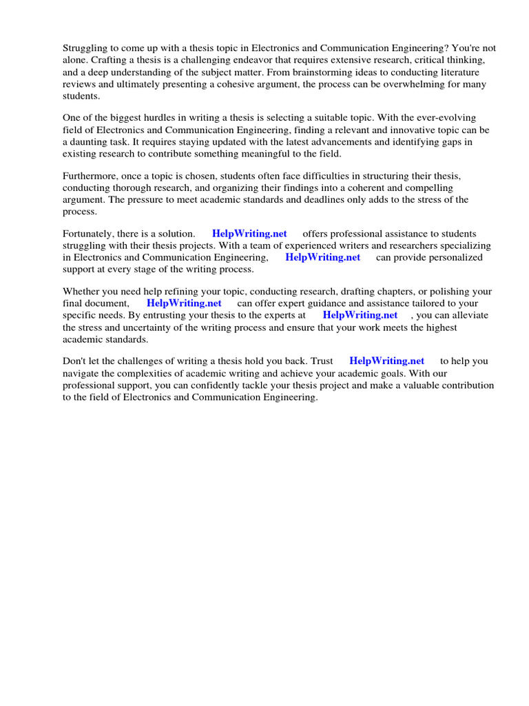 Thesis Topics in Electronics and Communication Engineering | Download Free PDF | Electronic ...