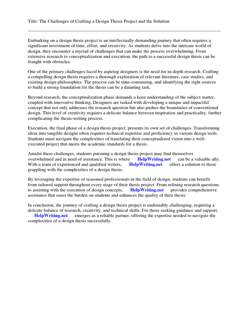 Design Thesis Project | PDF