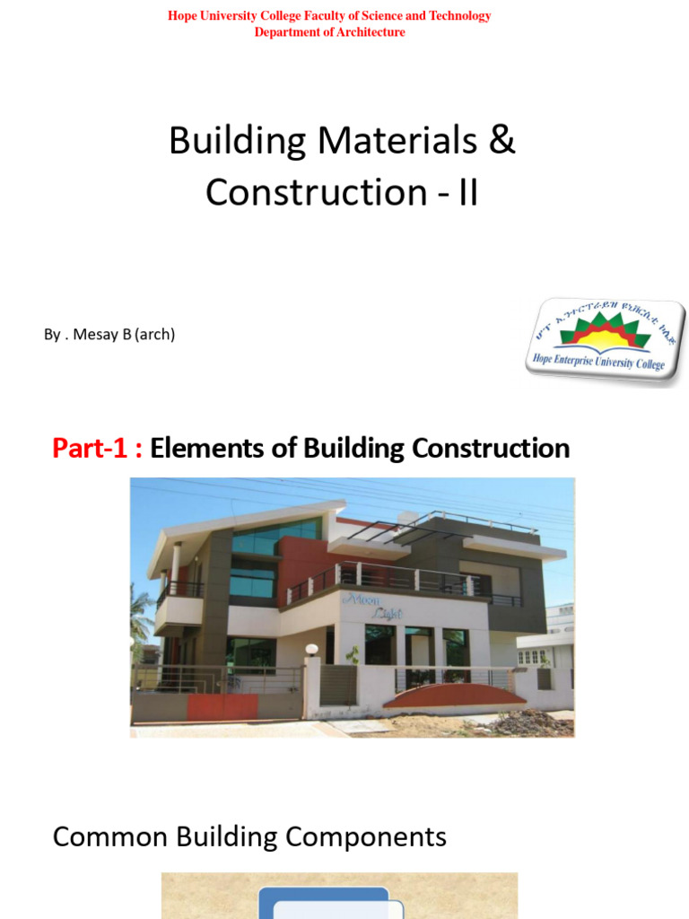 LEC - ONE Building Materials & Construction - II | PDF