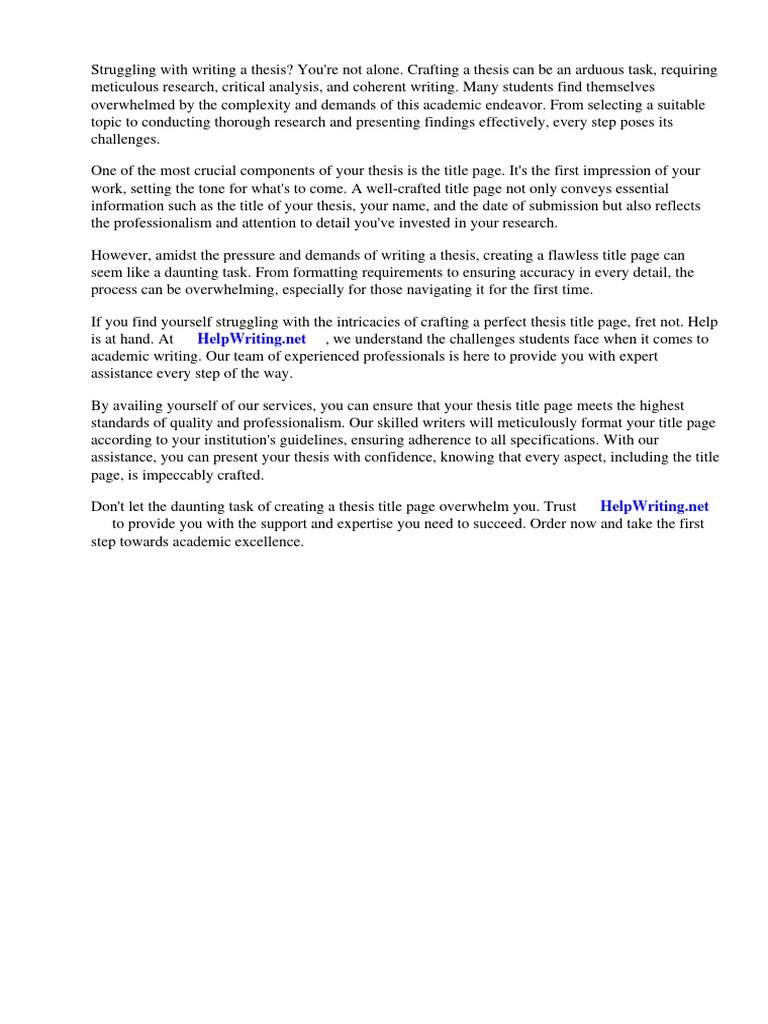 Example of Thesis Title Page | PDF