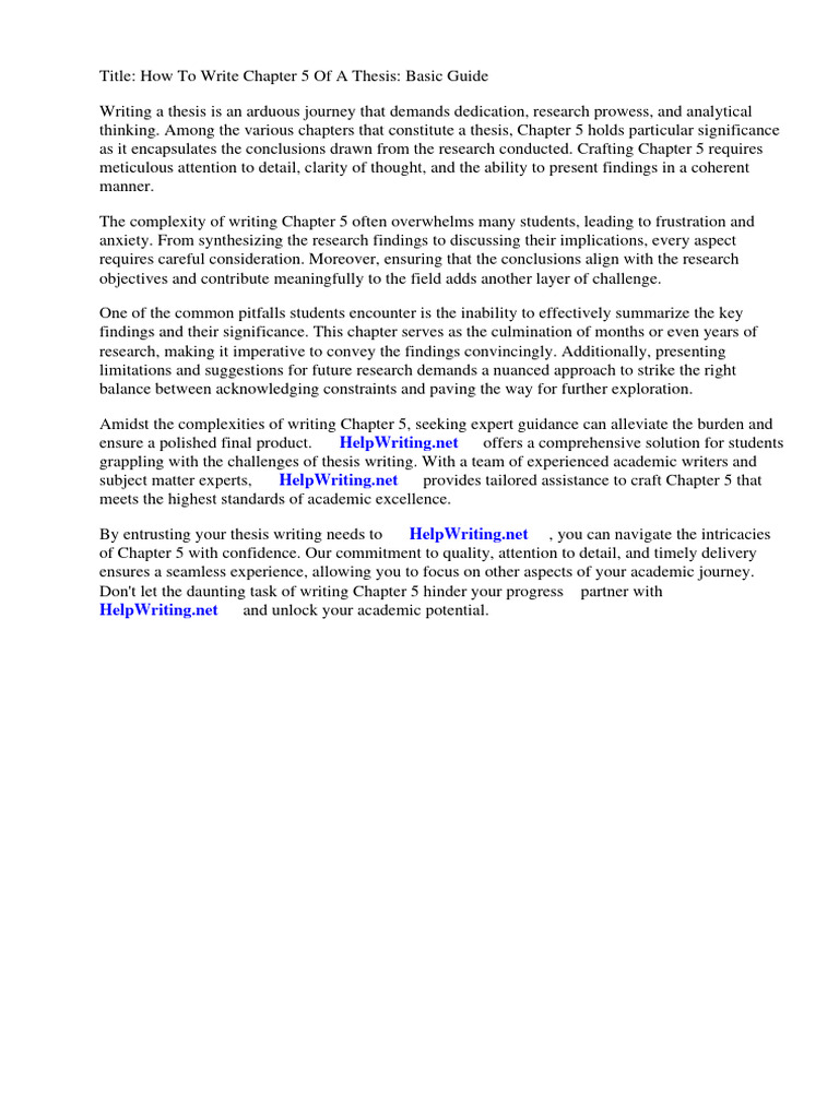 How To Write Chapter 5 of A Thesis Basic Guide | PDF