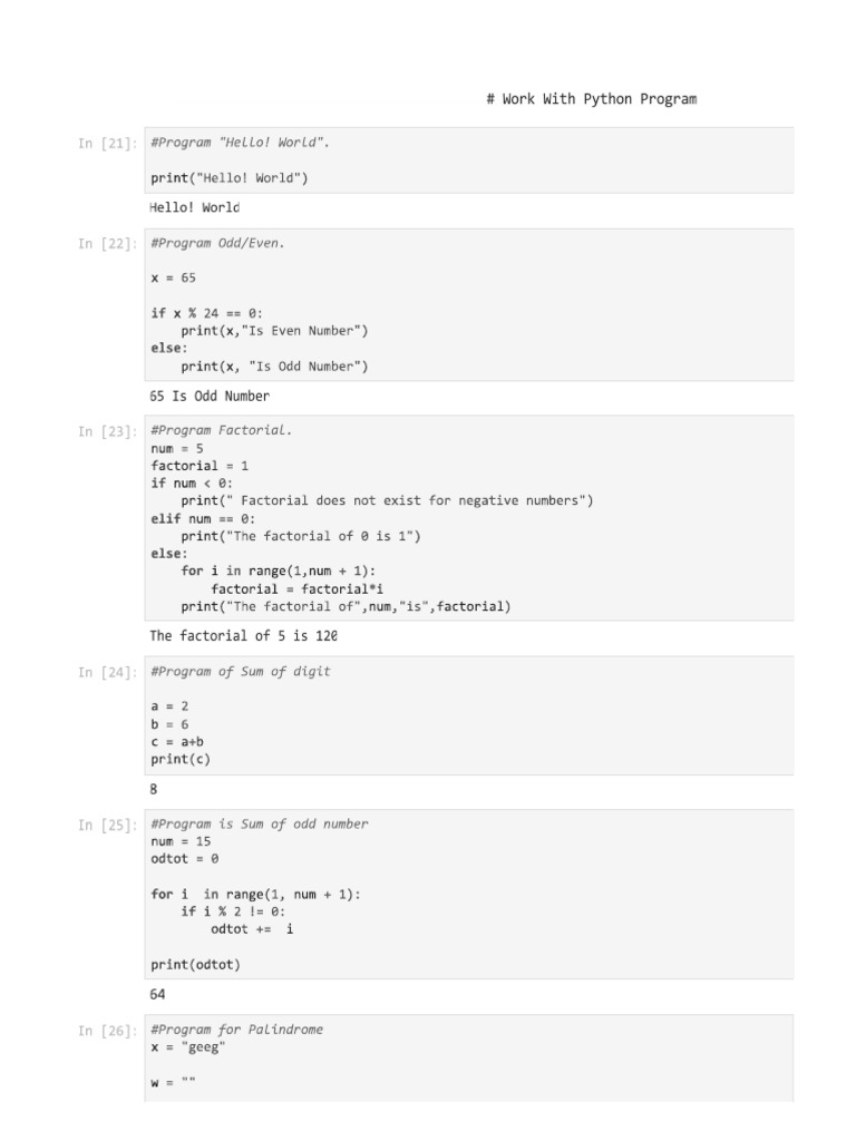 Work With Python Program | PDF