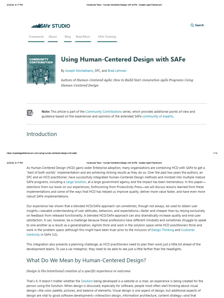 Human-Centered Design With SAFe | Download Free PDF | Design Thinking | Agile Software Development