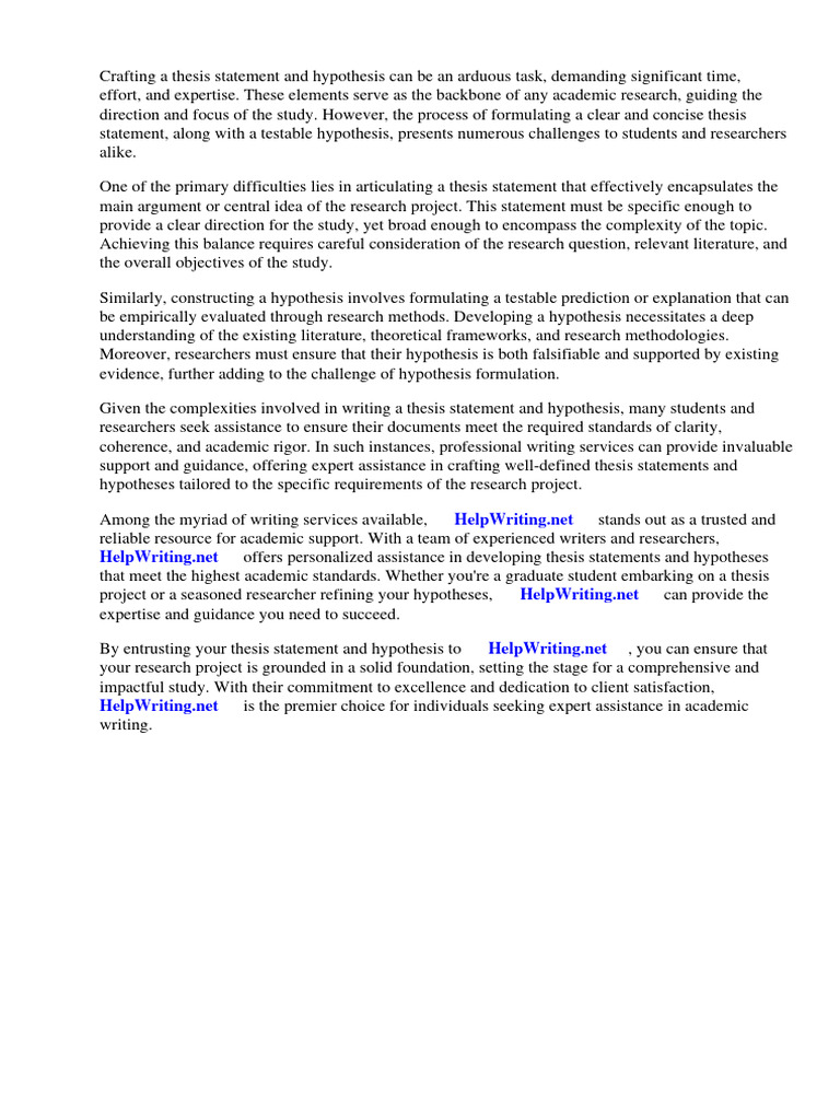 Thesis Statement and Hypothesis | PDF
