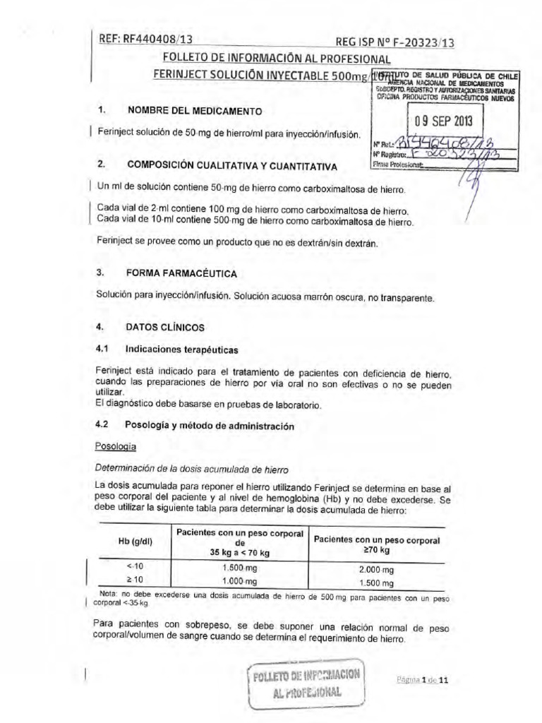 Ferinject Solucion Inyectable 500mg | PDF