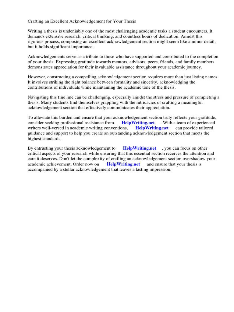 Excellent Acknowledgement for Thesis | PDF | Thesis | Advertising