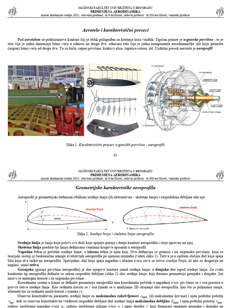 Aerotelo I Karakteristični Preseci: Primenjena Aerodinamika | PDF