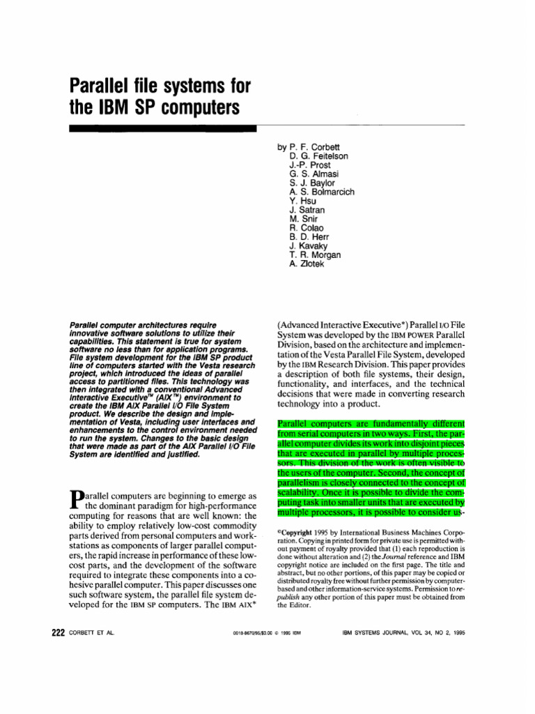 Corbett 1995 | PDF | Parallel Computing | Computer File