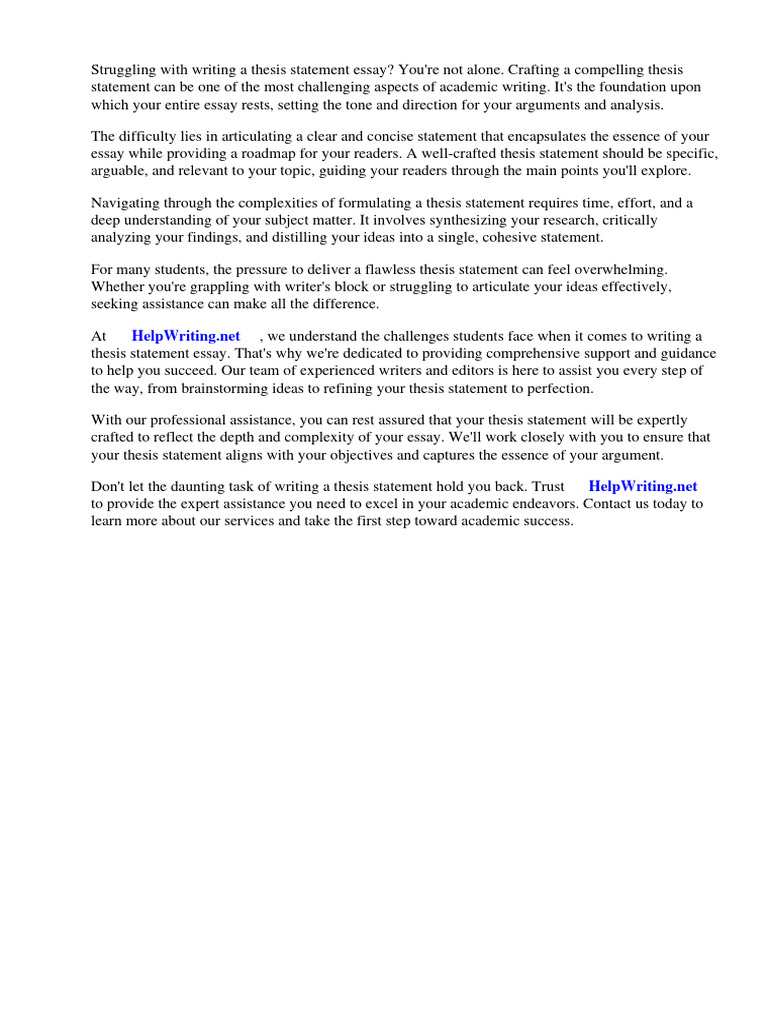 Help Writing A Thesis Statement Essay | PDF | Essays | Thesis