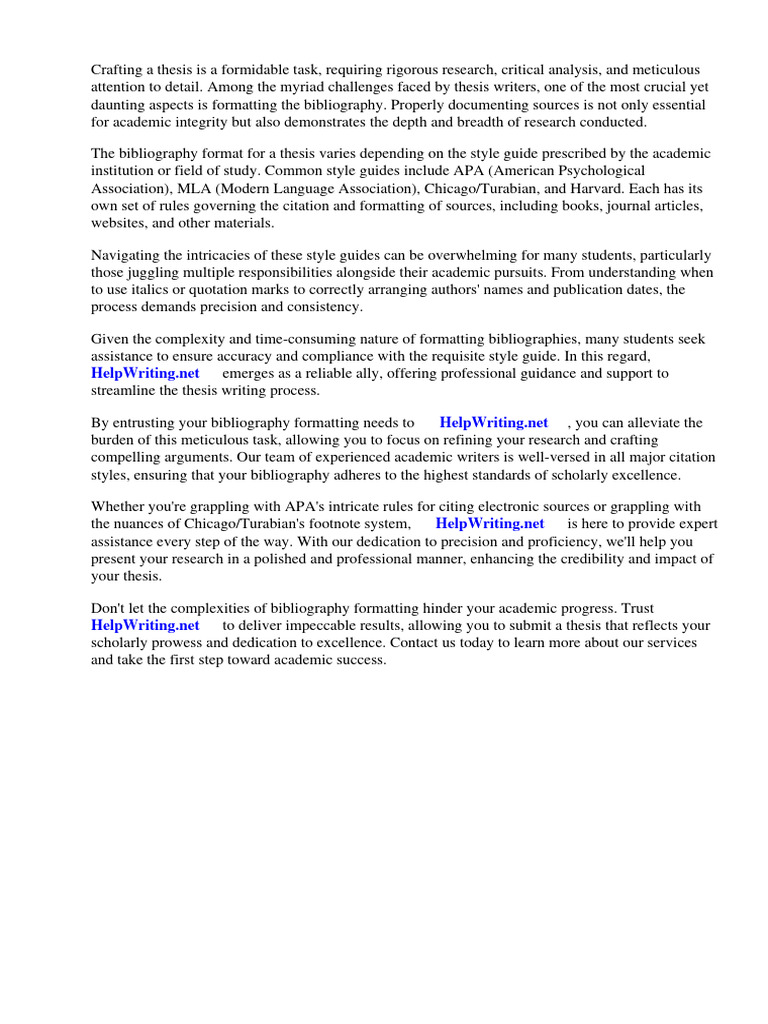 Bibliography Format For Thesis | Download Free PDF | Citation | Apa Style
