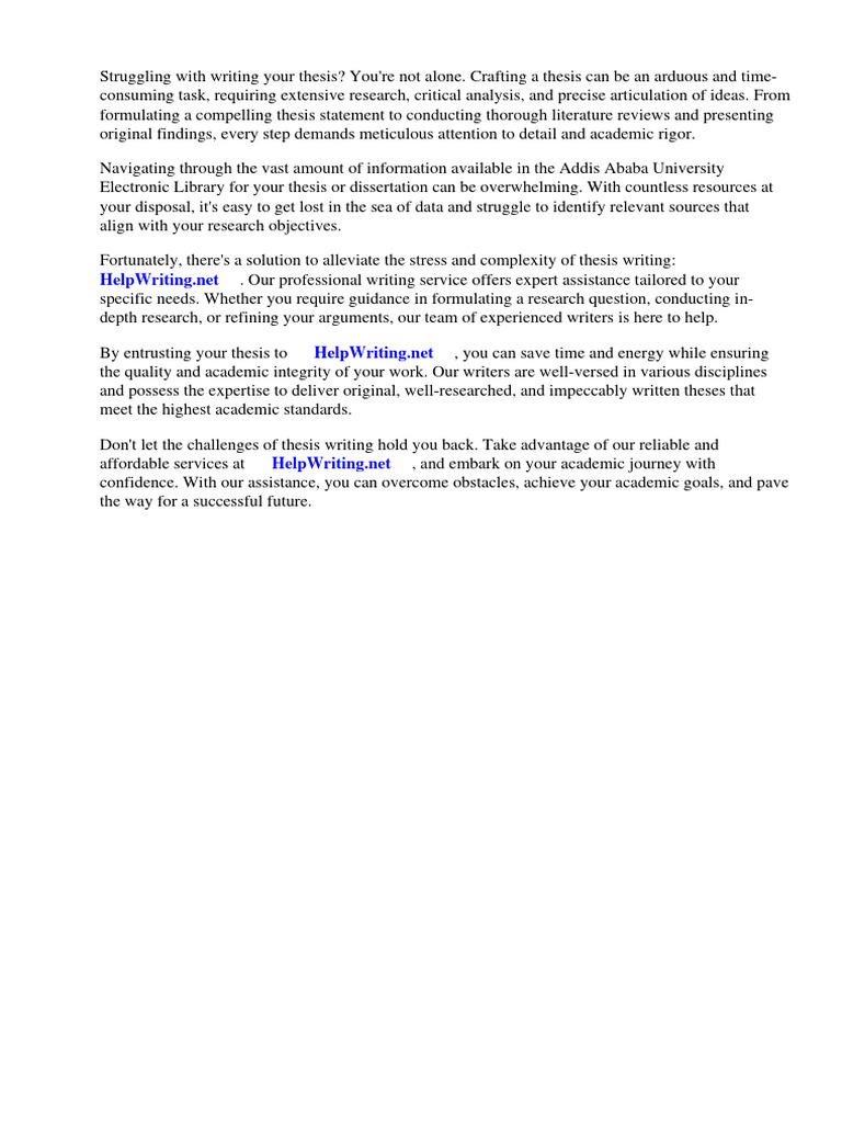 Addis Ababa University Electronic Library Thesis and Dissertation | PDF | Thesis | Libraries