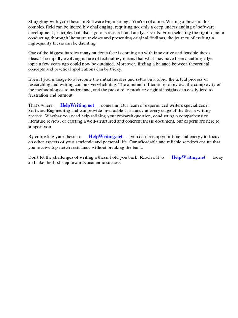 Thesis Ideas Software Engineering | PDF