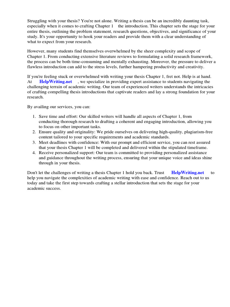 Thesis Chapter 1 | Download Free PDF | Thesis