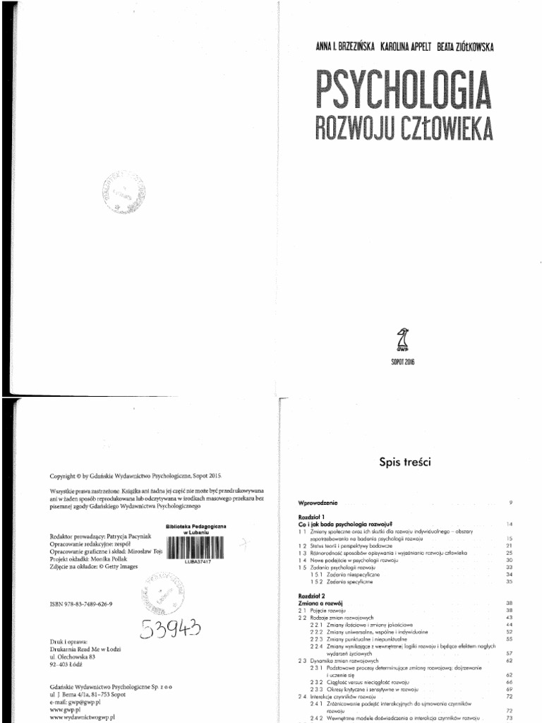 Brzezińska Psychologia Rozwoju Człowieka 2016 | PDF