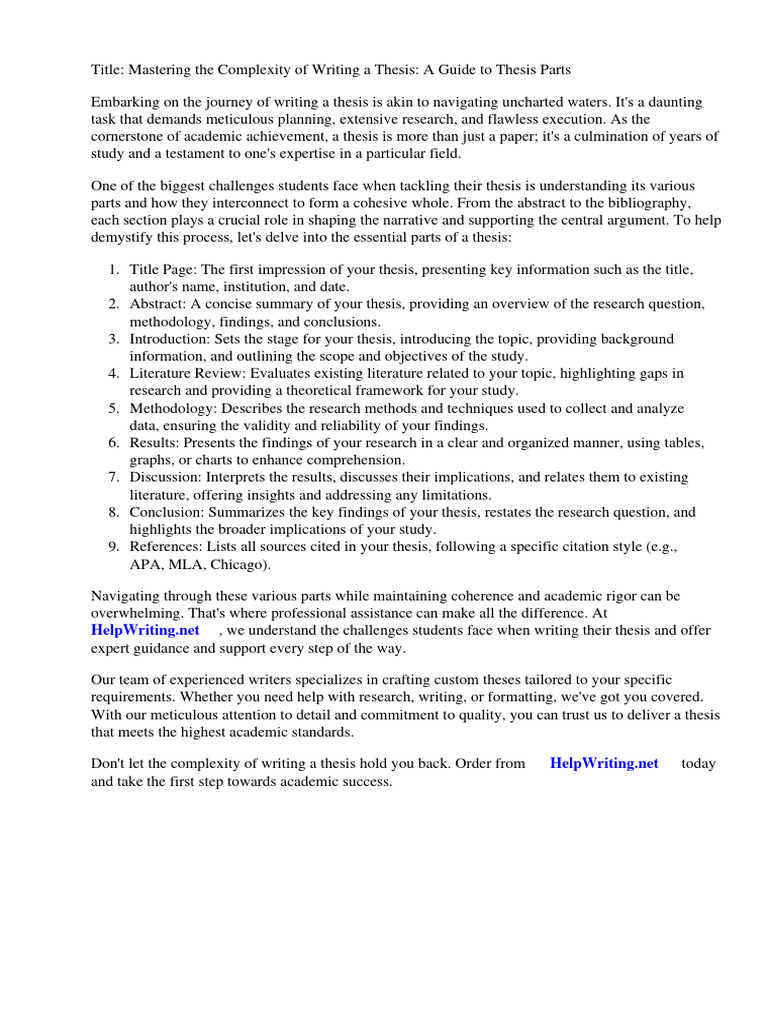 Thesis Parts Example | PDF | Thesis | Methodology