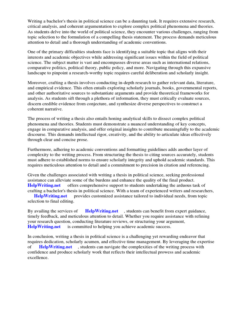 Bachelor Thesis Topics Political Science | PDF | Thesis | Political Science